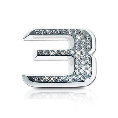 Crystallized Number 3 Car Emblem - Car Beyond Store