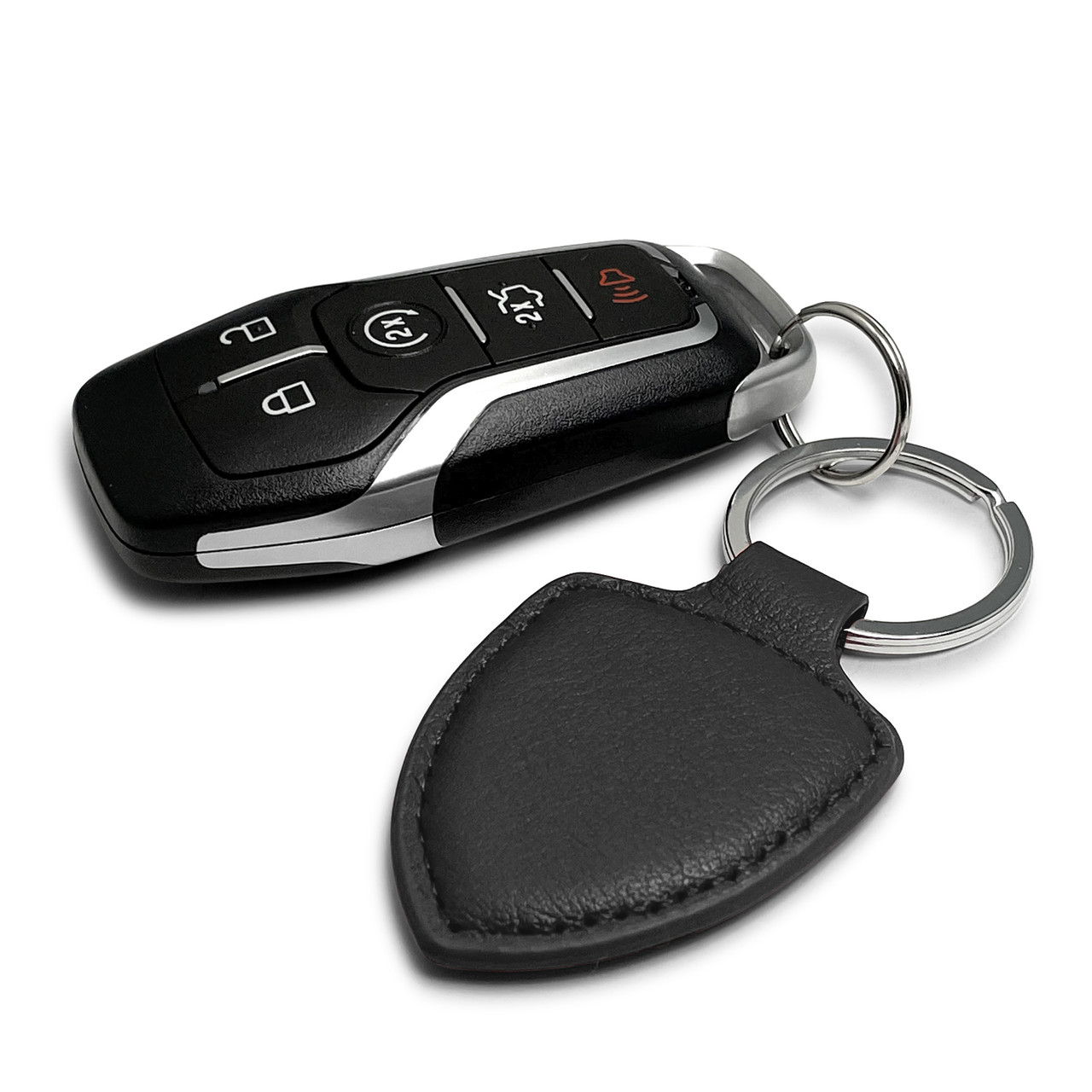 Dodge SRT Hellcat Soft Real Black Leather Shield-Style Key Chain - Car ...