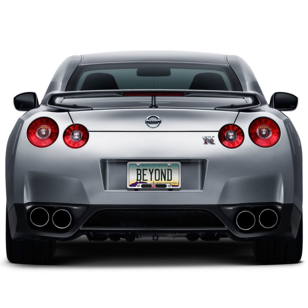 Nissan GT-R Carbon Fiber insert Chrome Stainless Steel License Plate ...