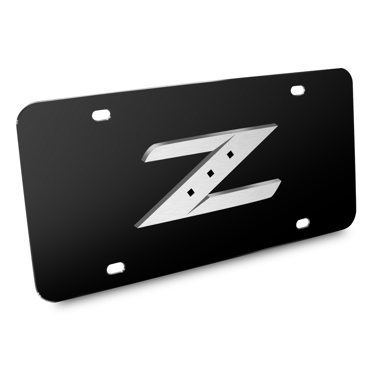 Nissan 350Z Z 3D Brush Metal Look Logo Black Stainless Steel License ...