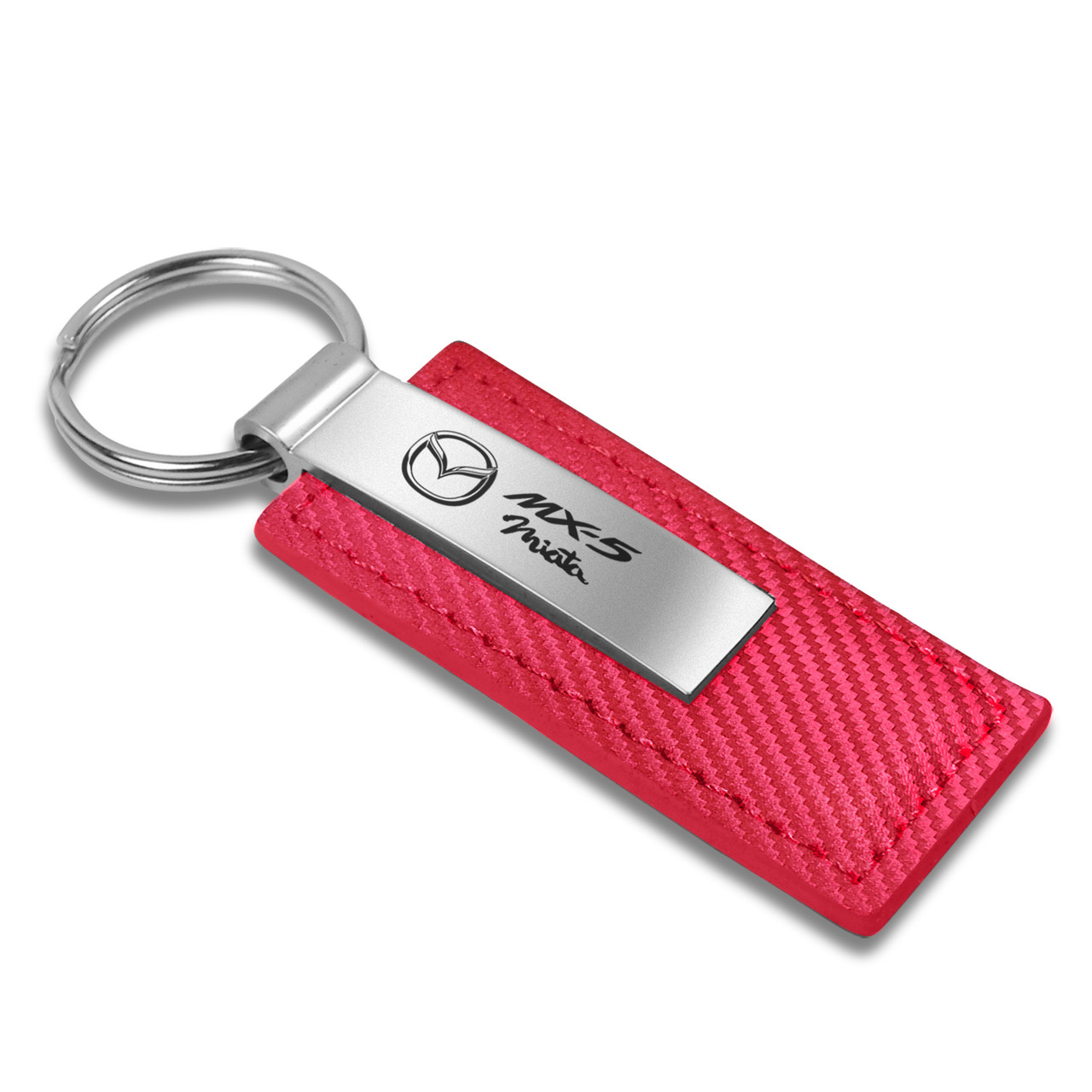 Mazda Miata MX-5 Red Carbon Fiber Texture Leather Key Chain Keyring ...