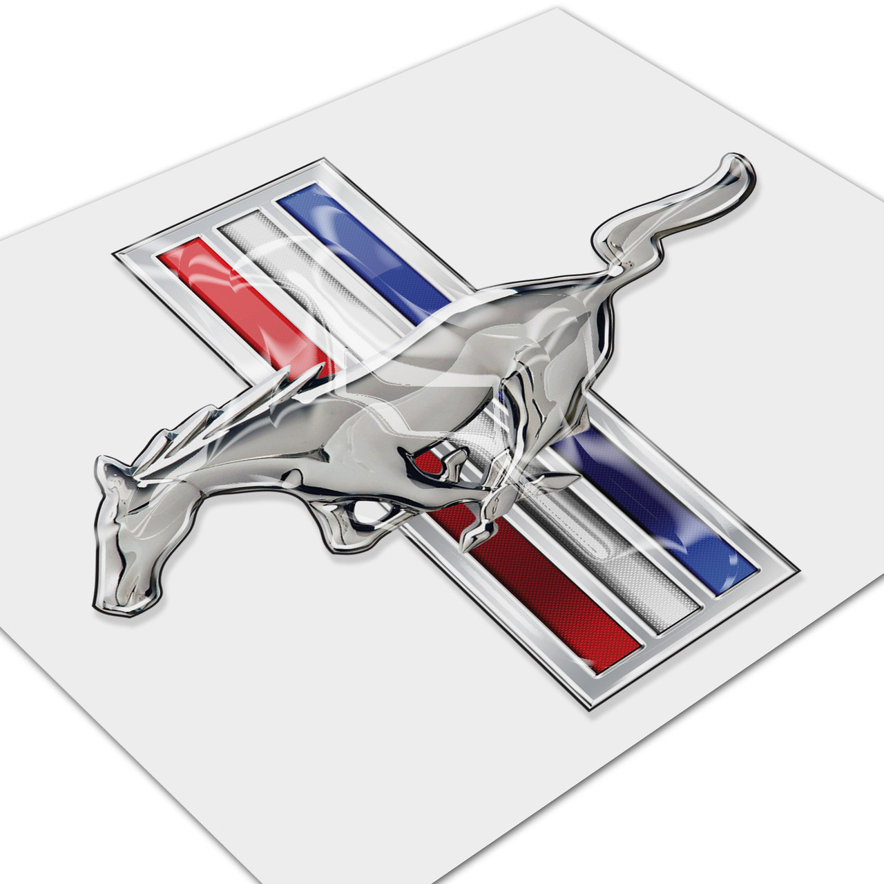 Ford Mustang Tri-Bar Logo 4" Full-Color Flexible 3D Clear Dome Decal ...