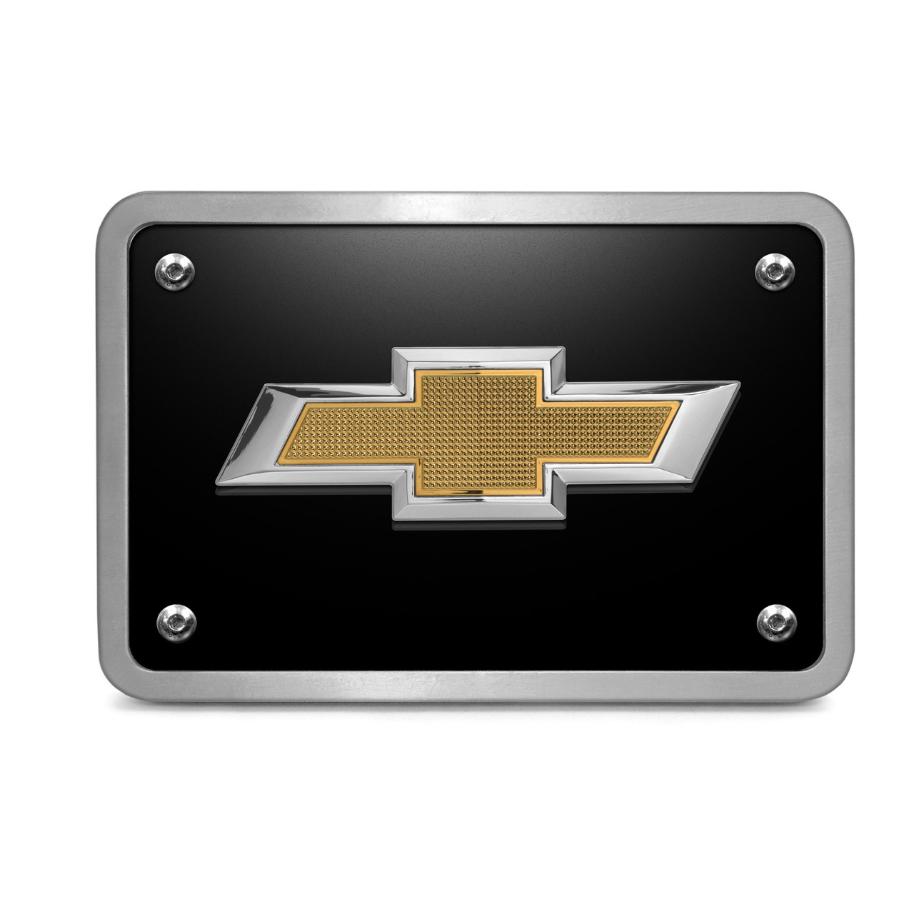 Chevrolet 3D Gold Logo on Black Billet Aluminum 2-inch Tow Hitch Cover ...