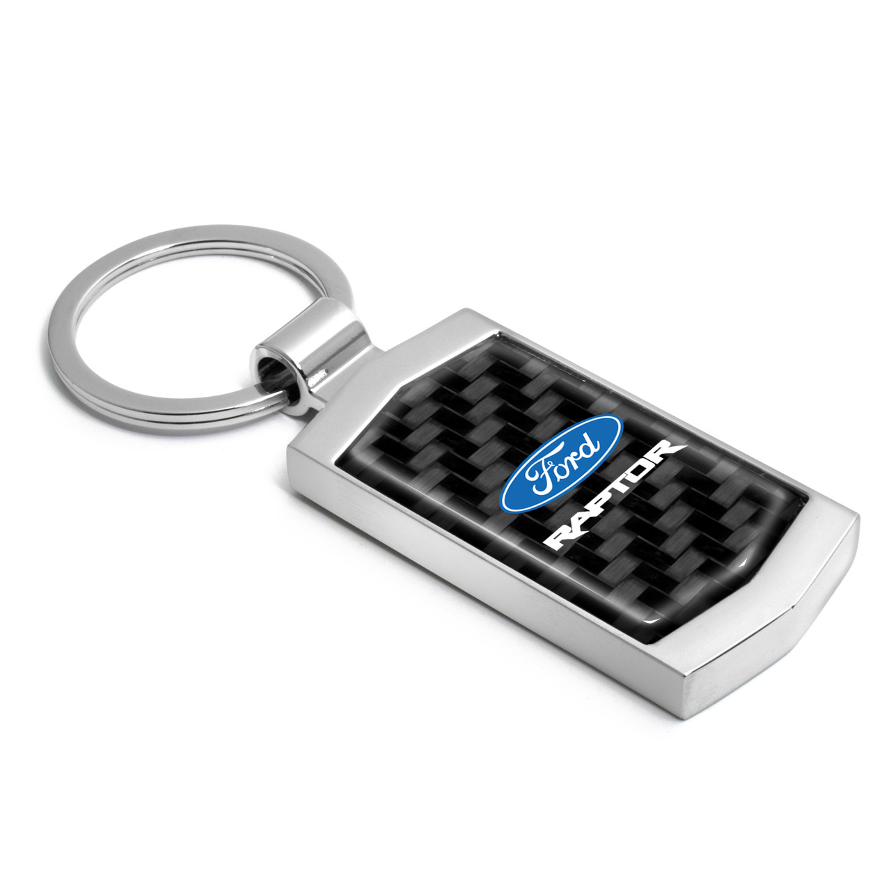 Ford F-150 Raptor Real Black Carbon Fiber Chrome Metal Case Key Chain ...