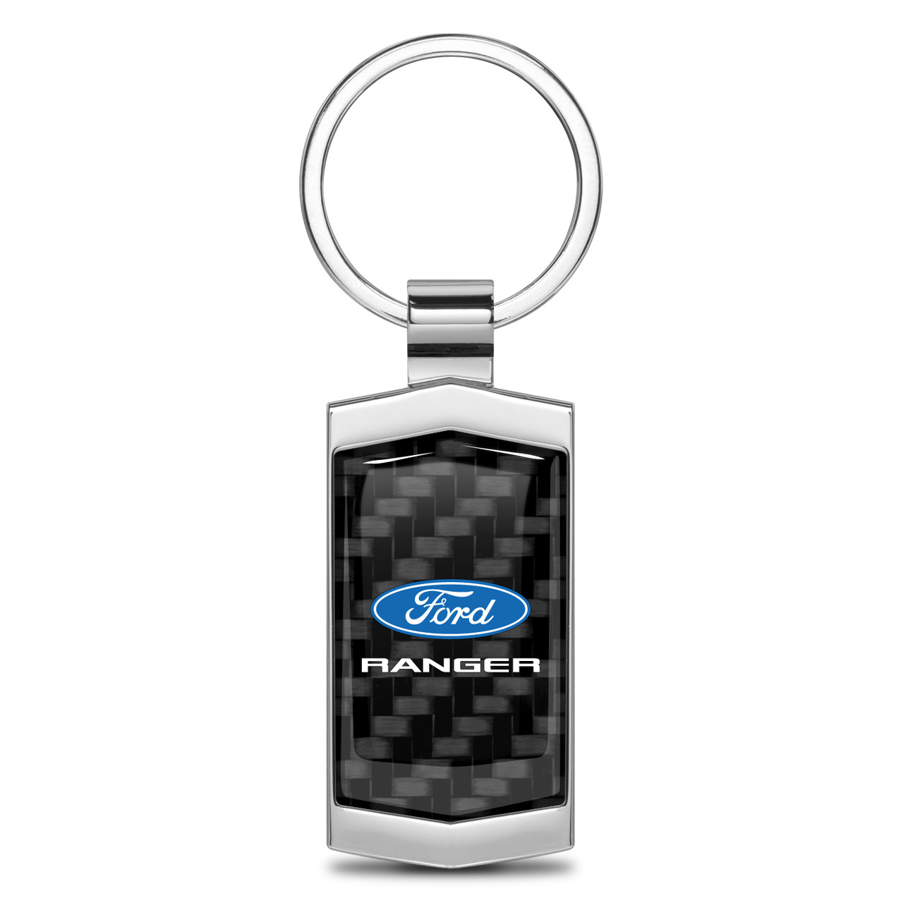 Ford Ranger Real Black Carbon Fiber Chrome Metal Case Key Chain - Car ...