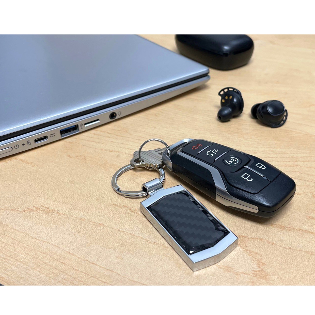 Ford Ranger Real Black Carbon Fiber Chrome Metal Case Key Chain - Car ...