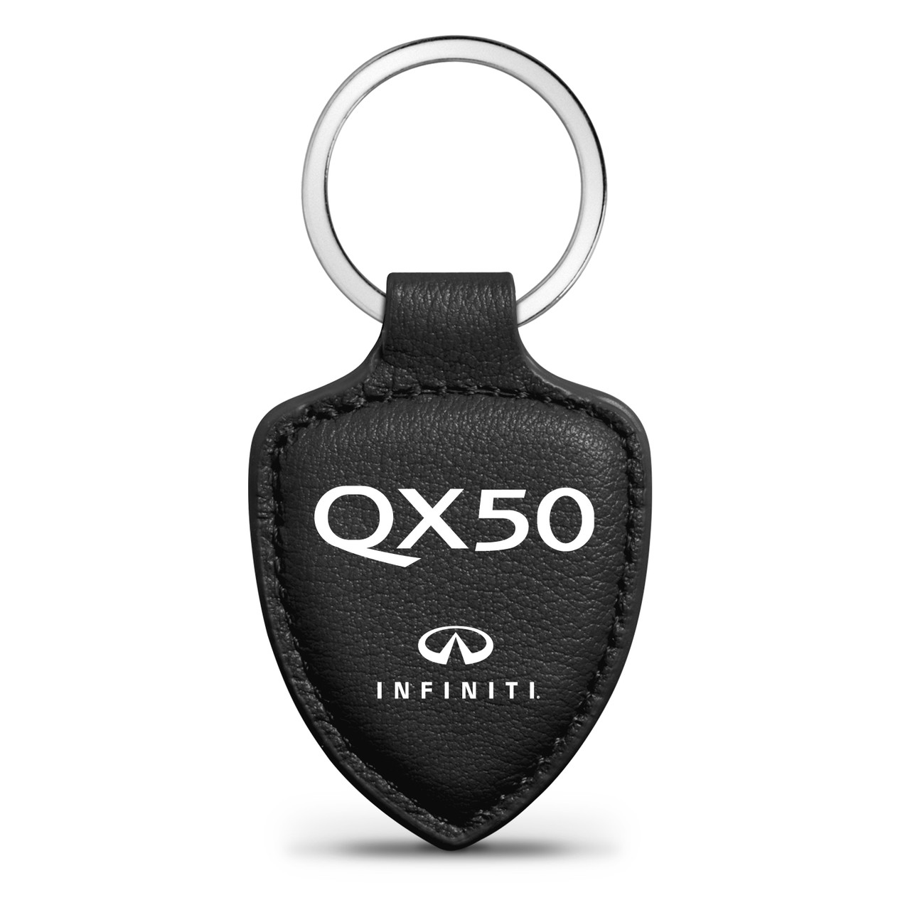 Infiniti QX50 Logo Black Real Leather Shield-Style Key Chain - Car ...