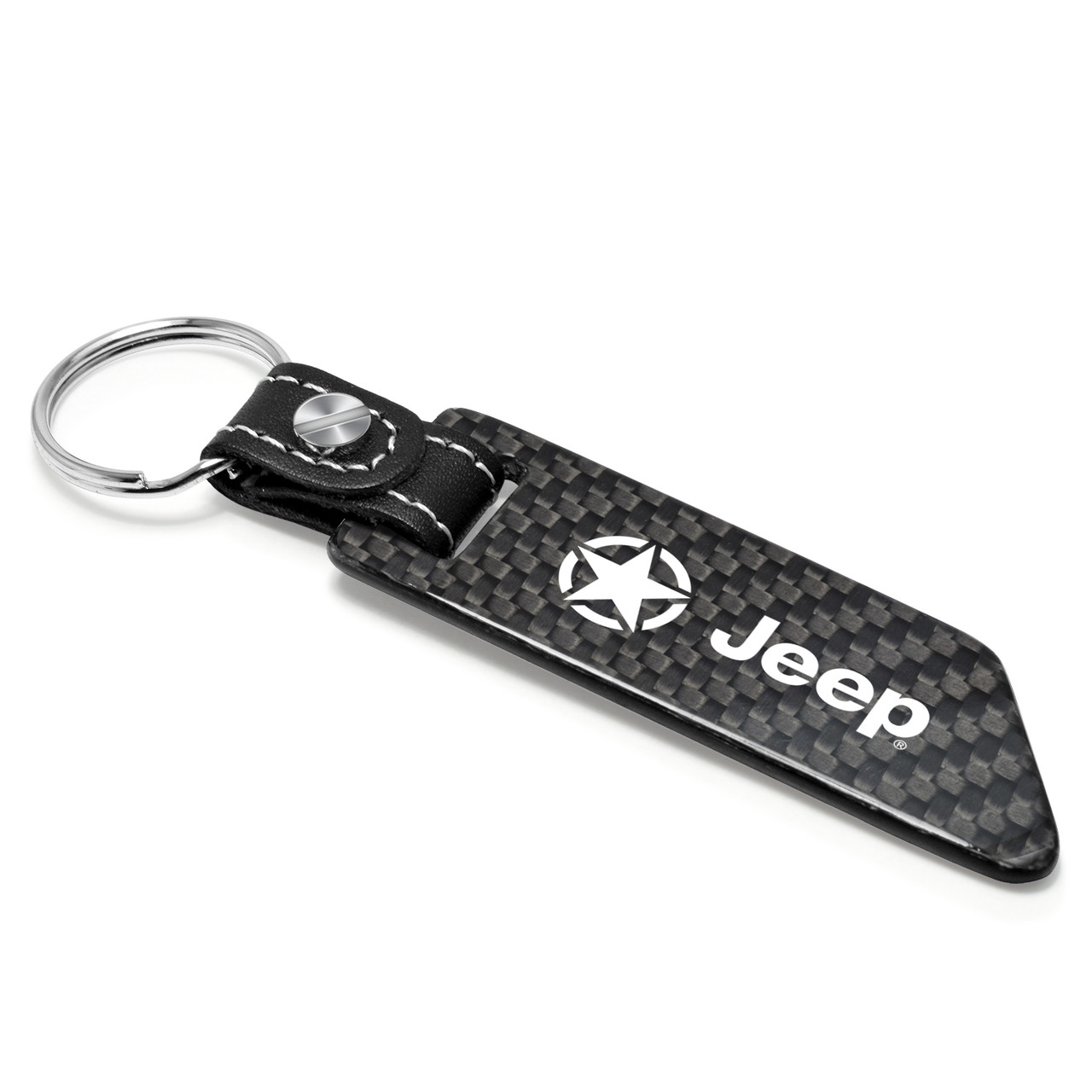 Jeep Willys Star Logo Real Carbon Fiber Blade Style with Black Leather ...