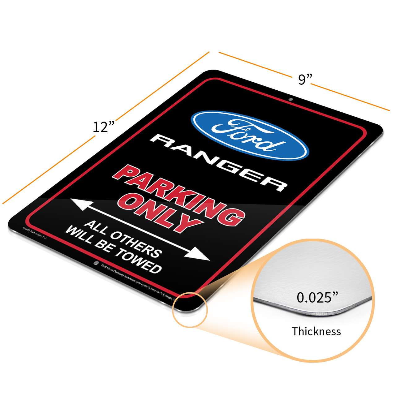 Ford Ranger 12" x 9" Parking Only Sign in Black Glassy Aluminum - Car ...