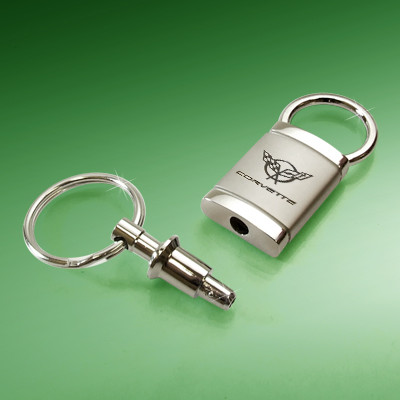 Corvette C5 Logo Silver Valet Key Chain - Car Beyond Store