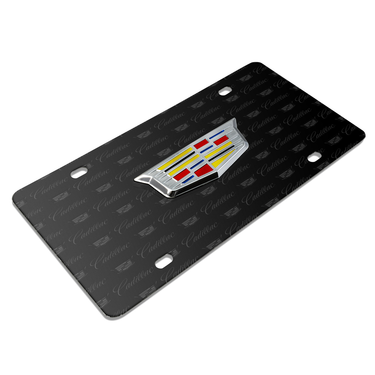 Cadillac Crest 3D Logo on Logo Pattern Black Aluminum License Plate ...