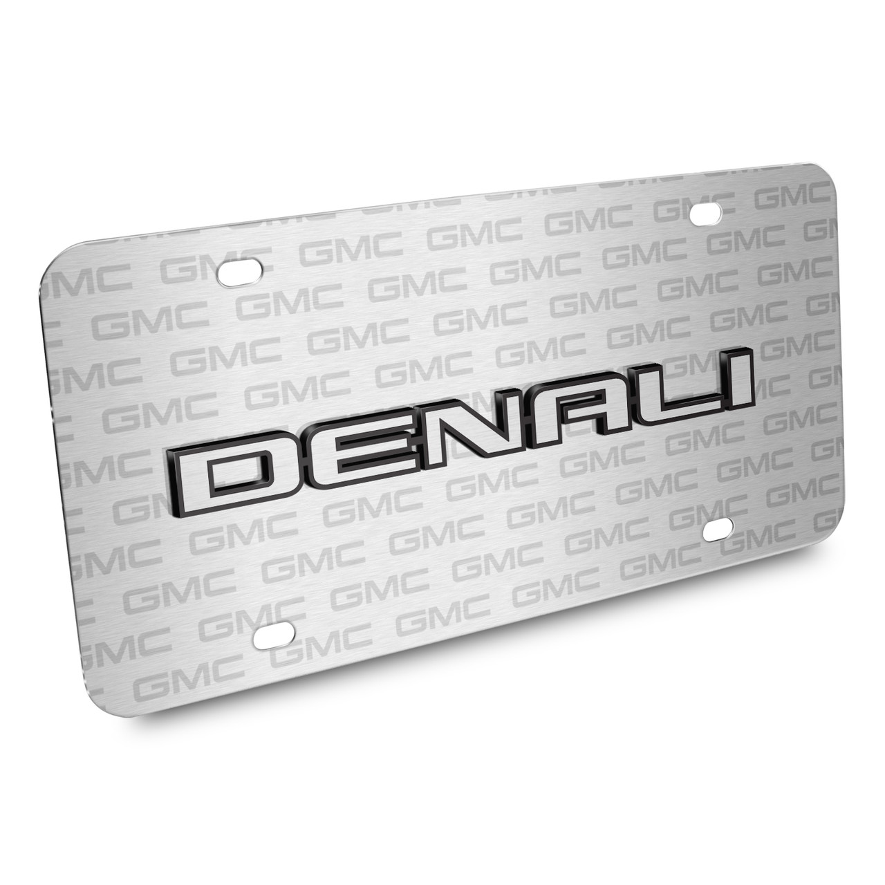 GMC Denali 3D Nameplate on Logo Pattern Brushed Aluminum License Plate ...