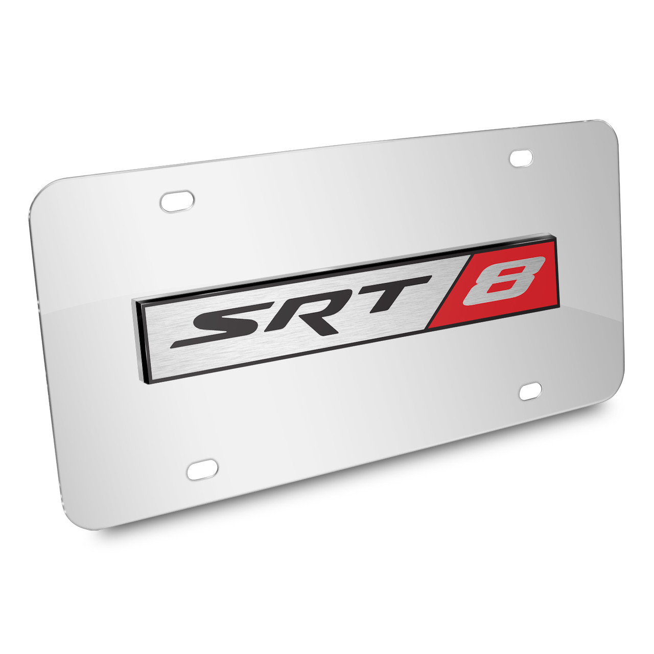 SRT-8 Logo 3D Logo on Chrome Stainless Steel License Plate for Dodge ...