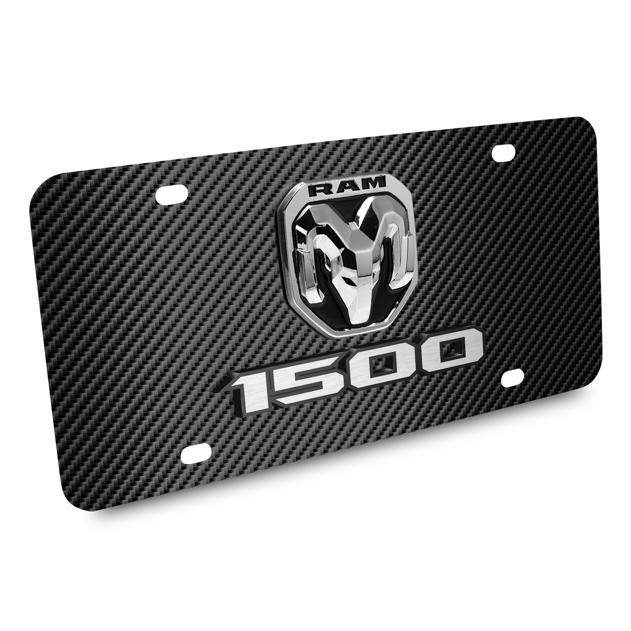 RAM 1500 3D Dual Logo on Black Carbon Fiber Patten Stainless Steel ...