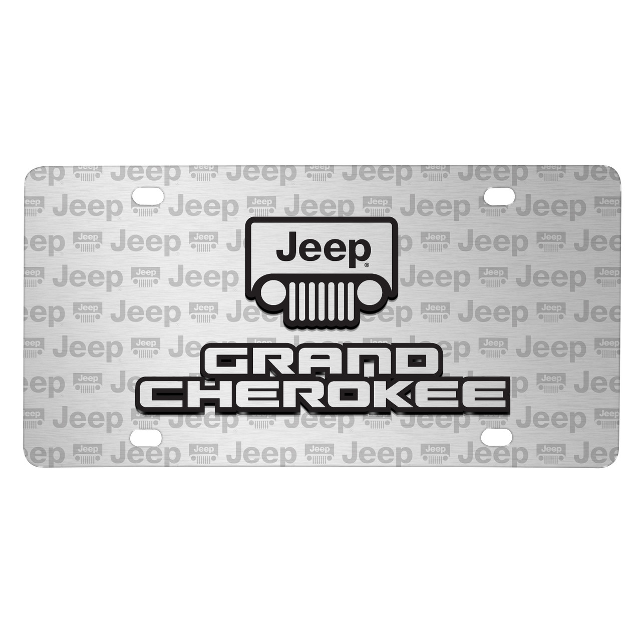 Jeep Grand Cherokee 3D Logo on Logo Pattern Brushed Aluminum License ...
