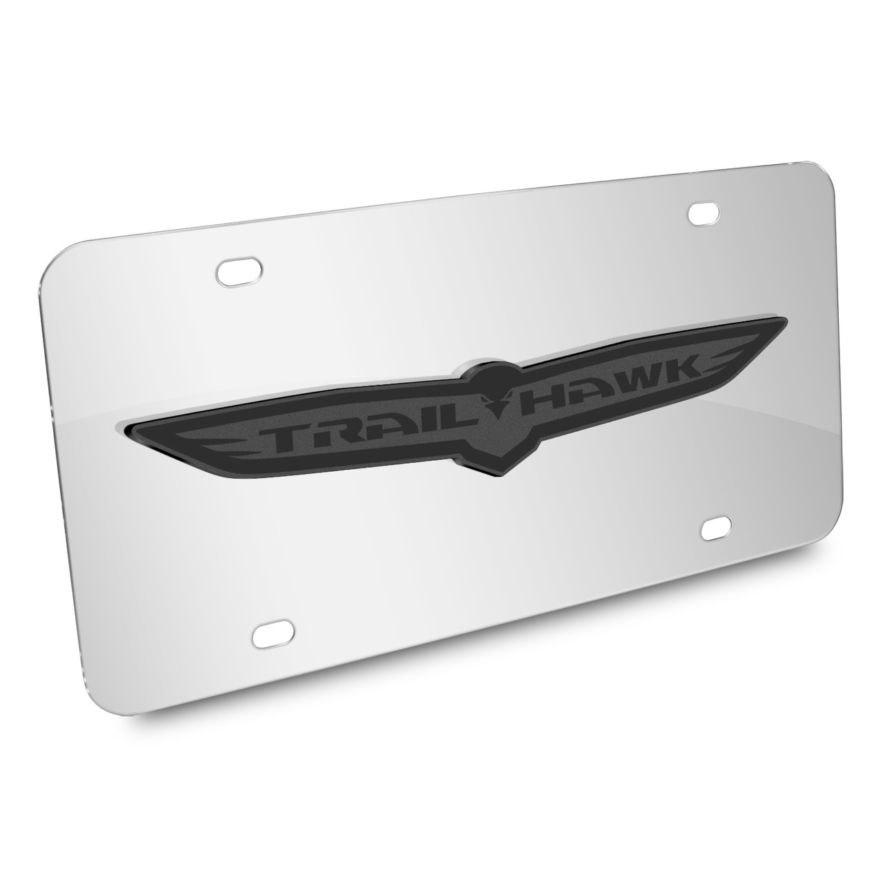 Jeep Trailhawk 3D Dark Gray Logo on Mirror Chrome Stainless Steel ...
