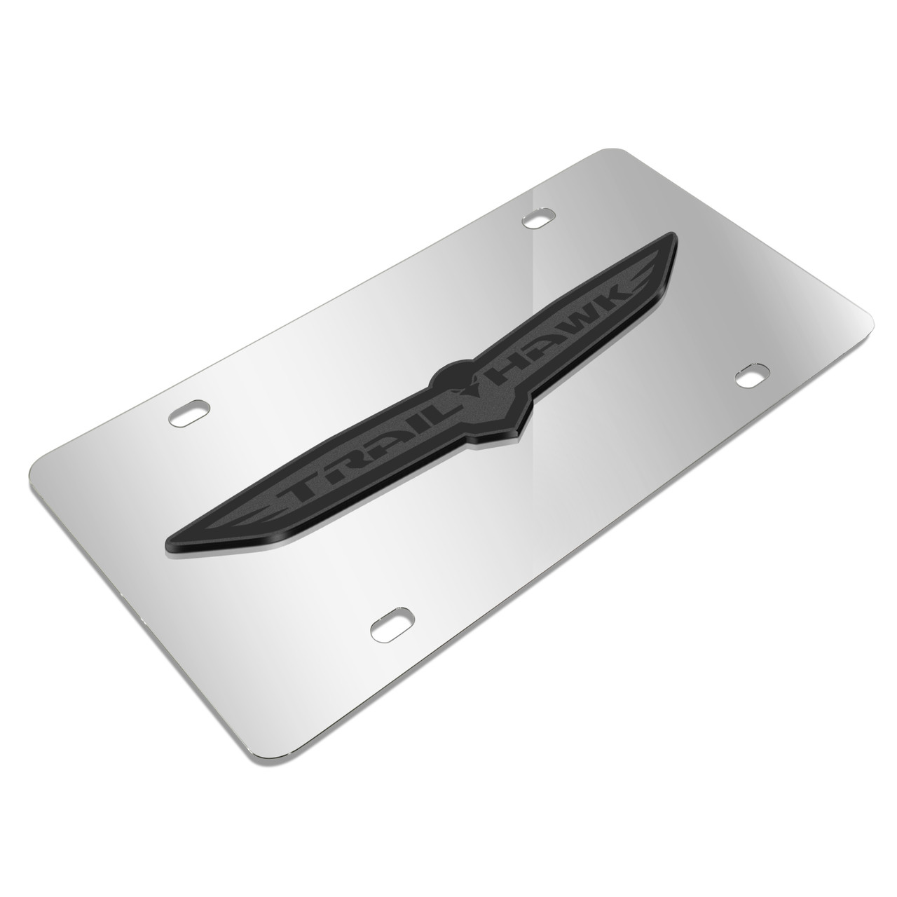 Jeep Trailhawk 3D Dark Gray Logo on Mirror Chrome Stainless Steel ...