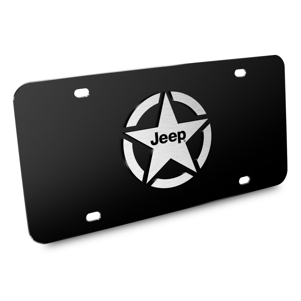 Jeep Willys Star Logo in 3D on Black Stainless Steel License Plate ...