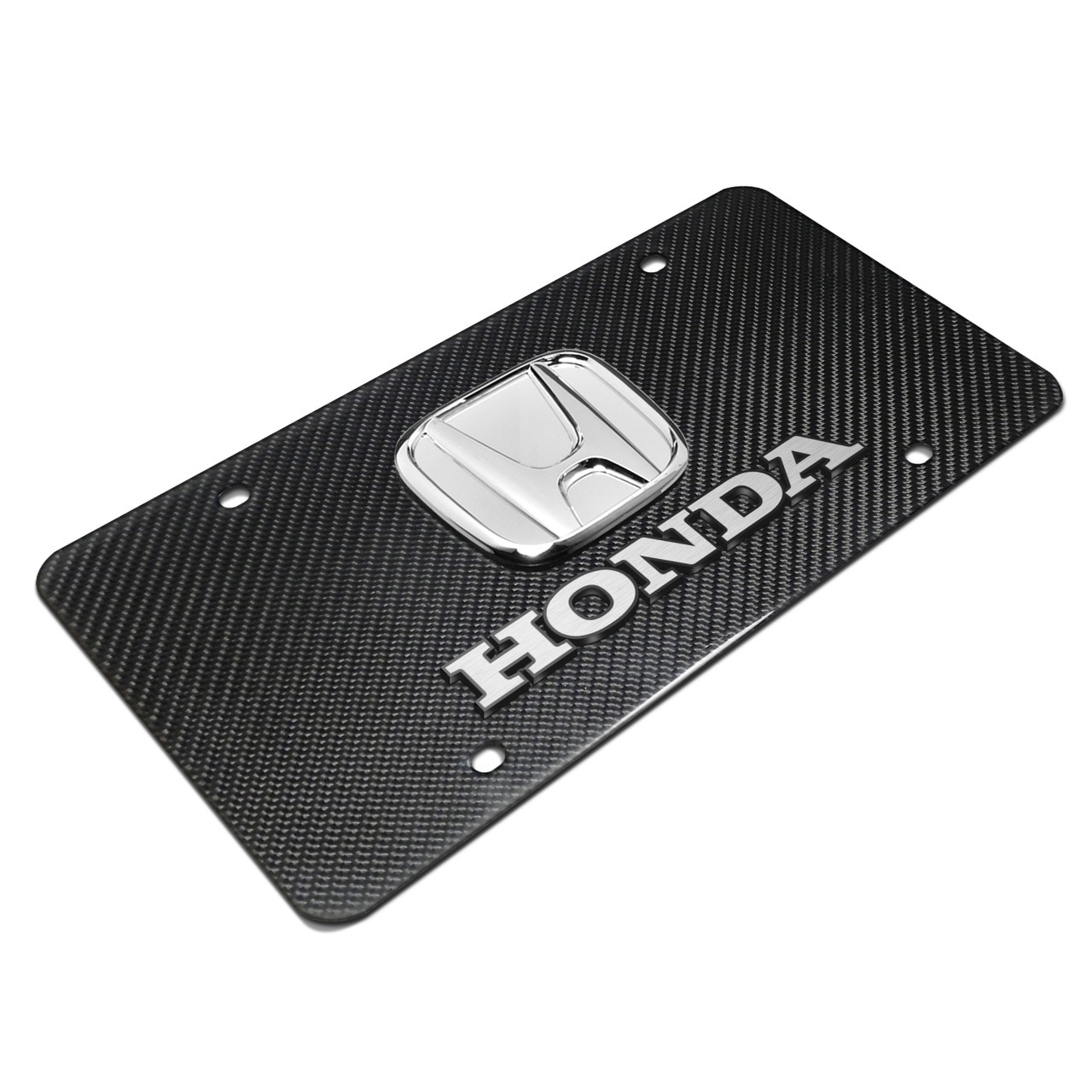 Honda 3D Chrome Logo Dual 100% Real Carbon Fiber License Plate - Car ...