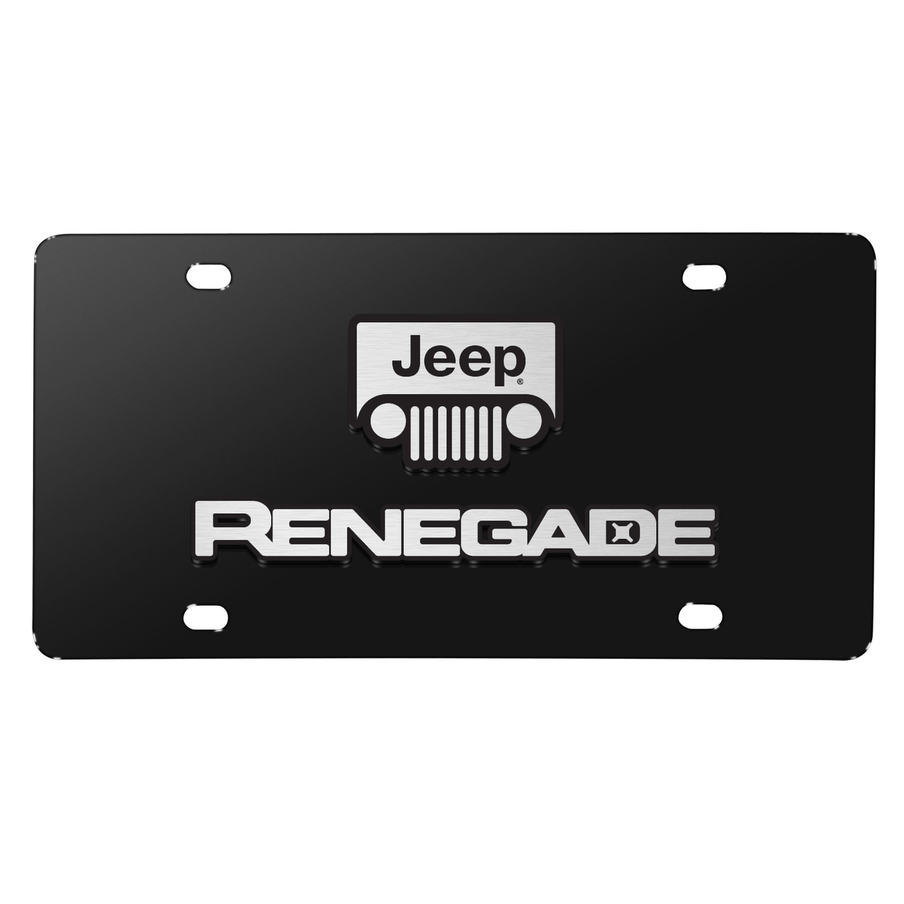 Jeep Renegade 3D Dual Logo Black Stainless Steel License Plate - Car ...