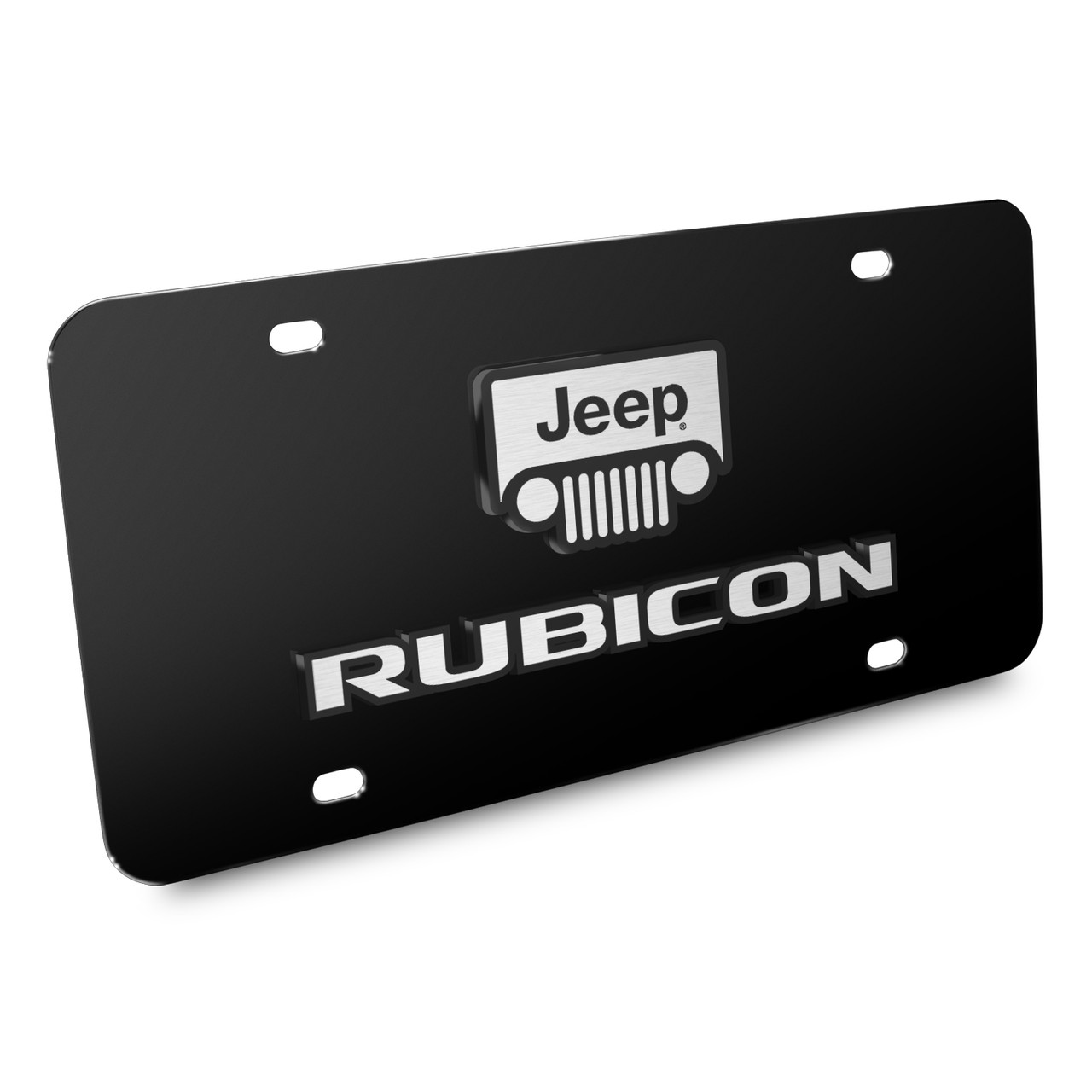 Jeep Rubicon 3D Dual Logo Black Stainless Steel License Plate - Car ...