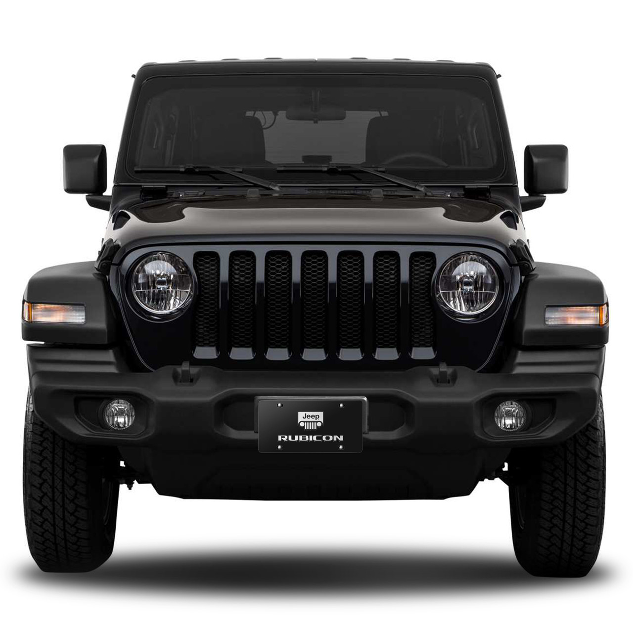 Jeep Rubicon 3D Dual Logo Black Stainless Steel License Plate - Car ...