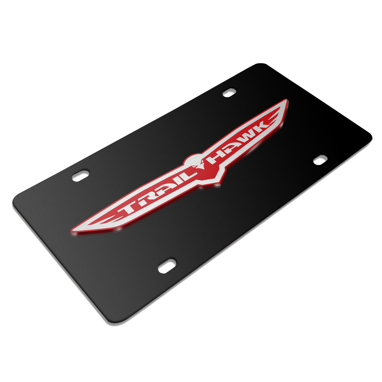 Jeep Trailhawk 3D Logo Black Stainless Steel License Plate - Car Beyond ...