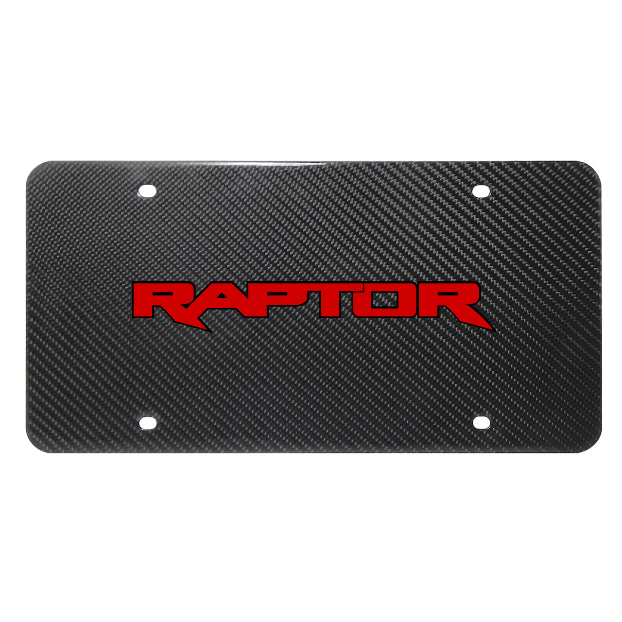 Ford F-150 Raptor in Red UV Graphic on Real Black Carbon Fiber License ...