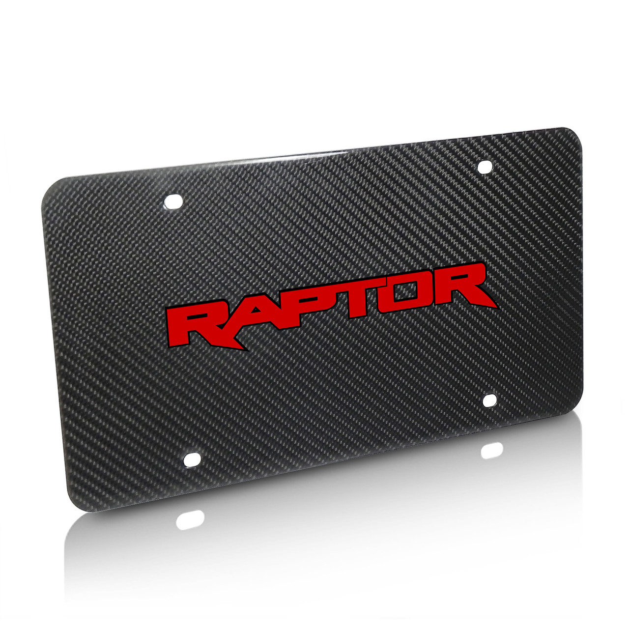 Ford F-150 Raptor in Red UV Graphic on Real Black Carbon Fiber License ...