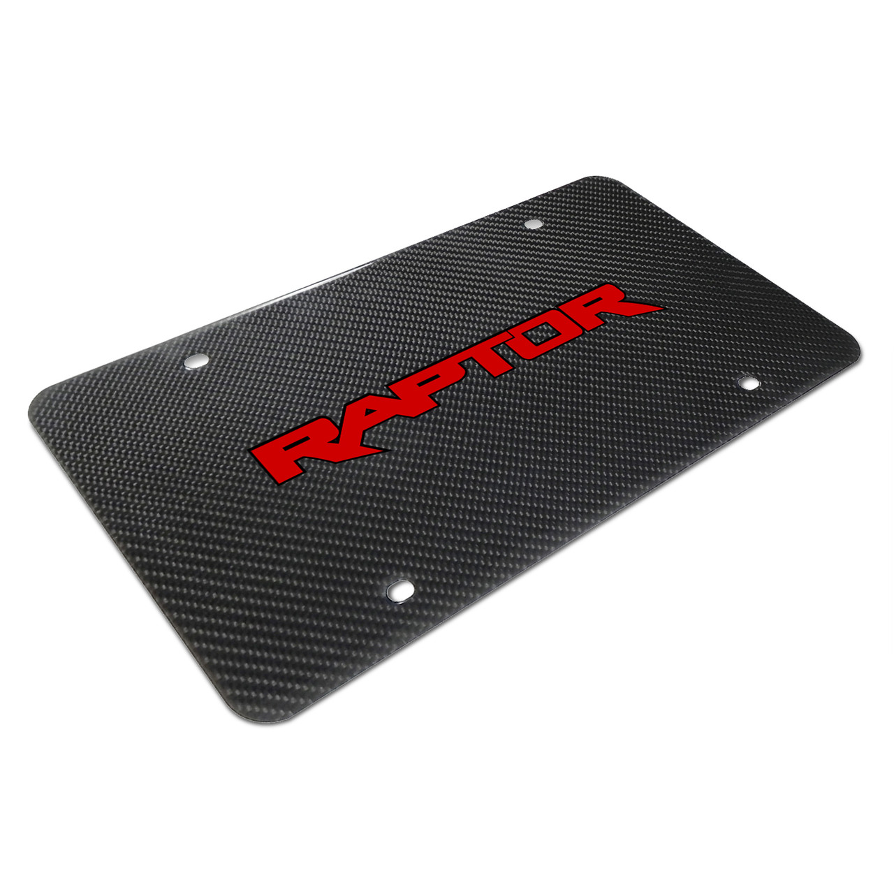 Ford F-150 Raptor in Red UV Graphic on Real Black Carbon Fiber License ...
