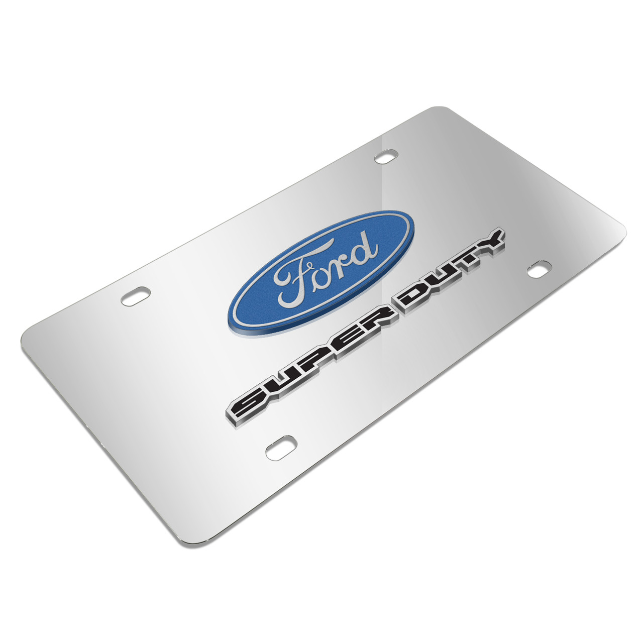Ford Super-Duty 3D Dual Logo Mirror Chrome Stainless Steel License ...