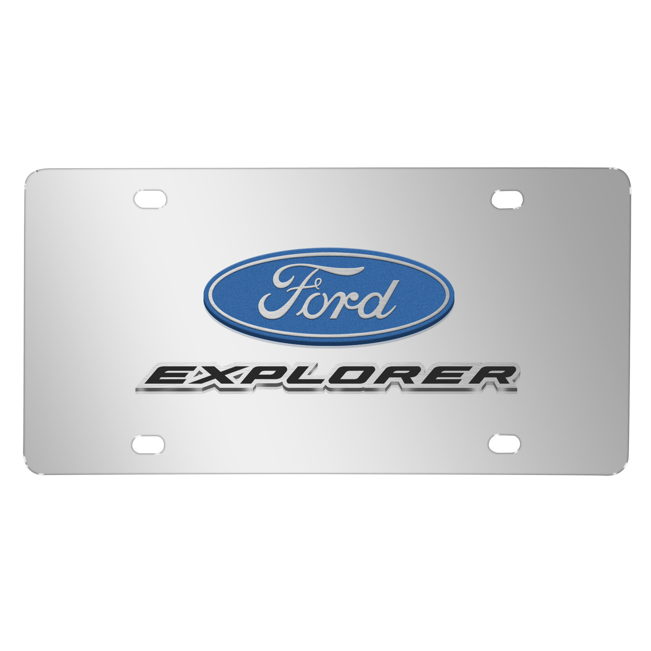 Ford Explorer 3D Dual Logo Mirror Chrome Stainless Steel License Plate ...