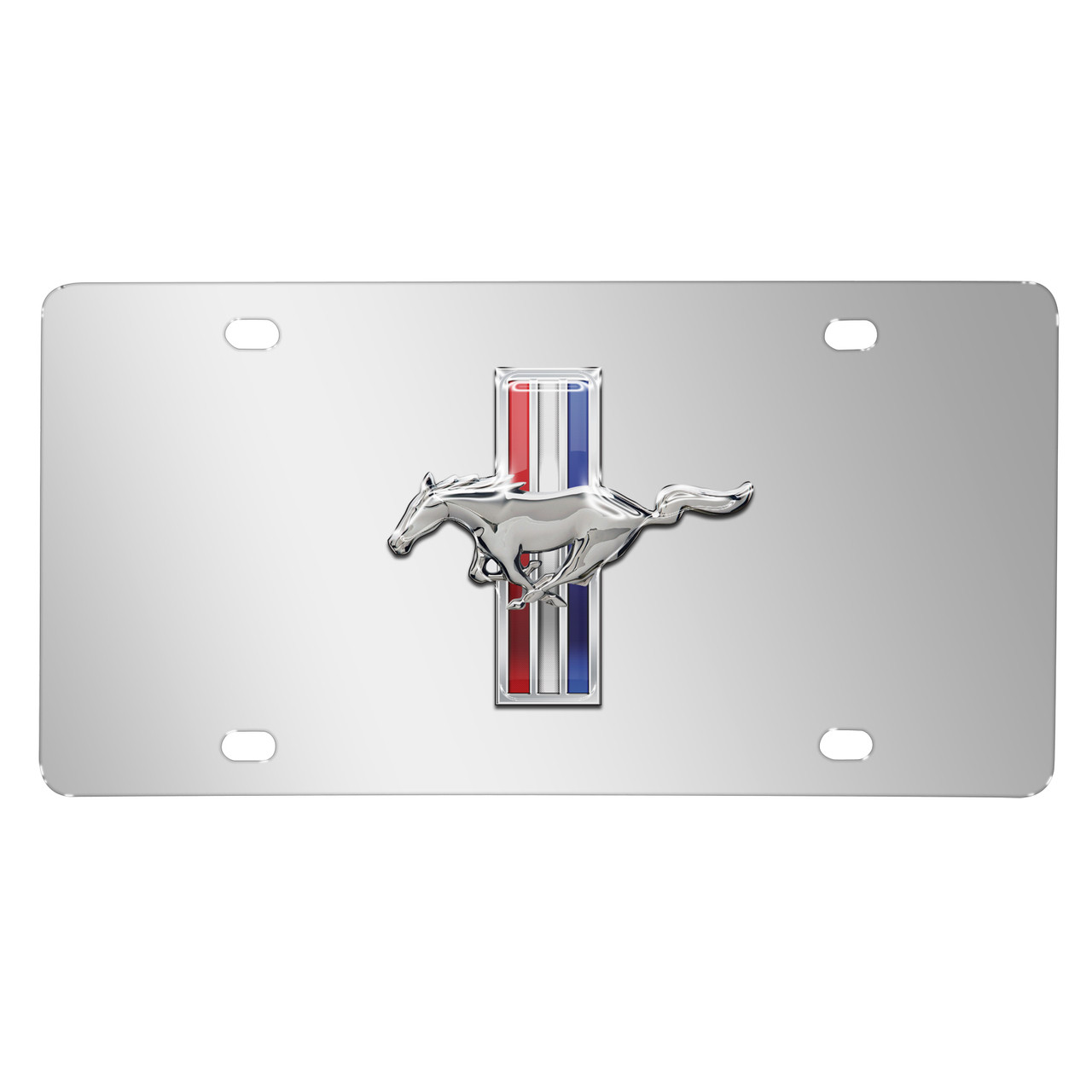 Ford Mustang Tri-Bar 3D Dome Logo on Mirror Chrome Stainless Steel ...
