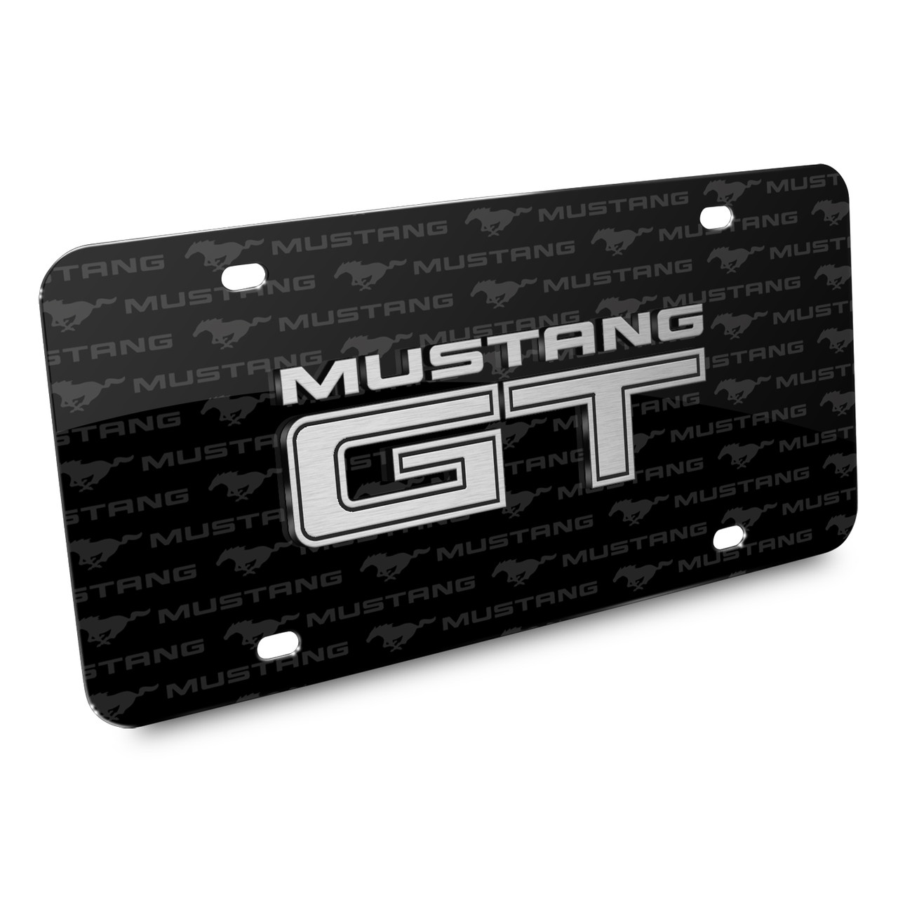 Ford Mustang GT 3D Logo on Logo Pattern Black Aluminum License Plate ...