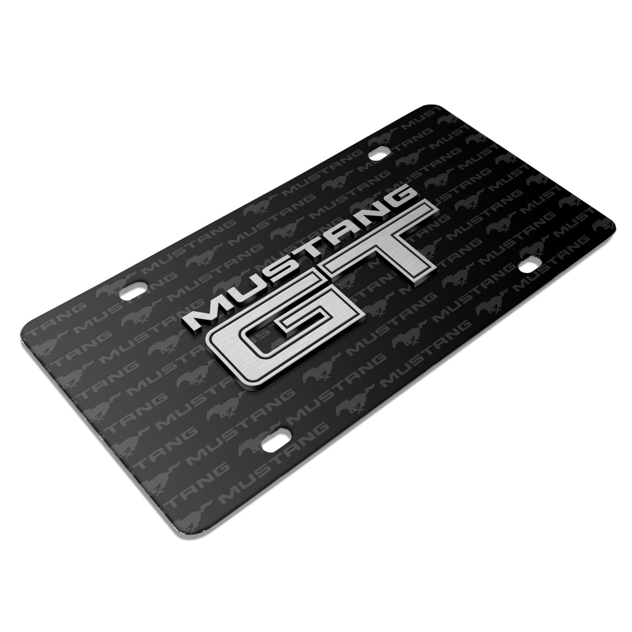 Ford Mustang GT 3D Logo on Logo Pattern Black Aluminum License Plate ...