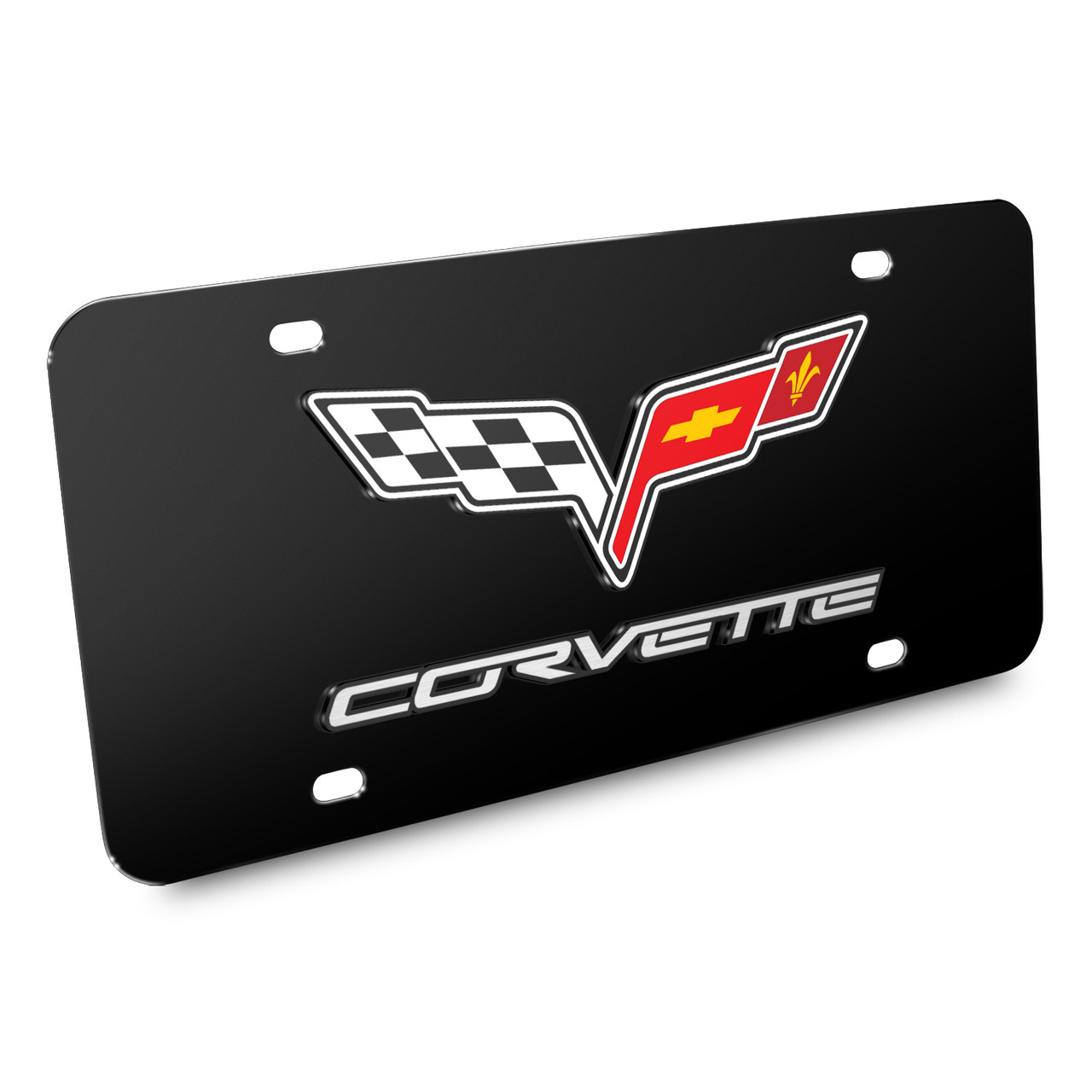 Chevrolet Corvette C6 3D Logo Black Metal License Plate - Car Beyond Store
