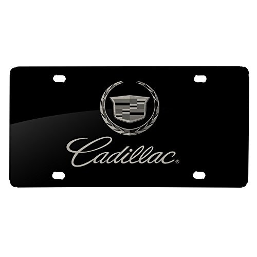Cadillac Dual Logo Laser Mark Matt-Look Black Acrylic License Plate ...
