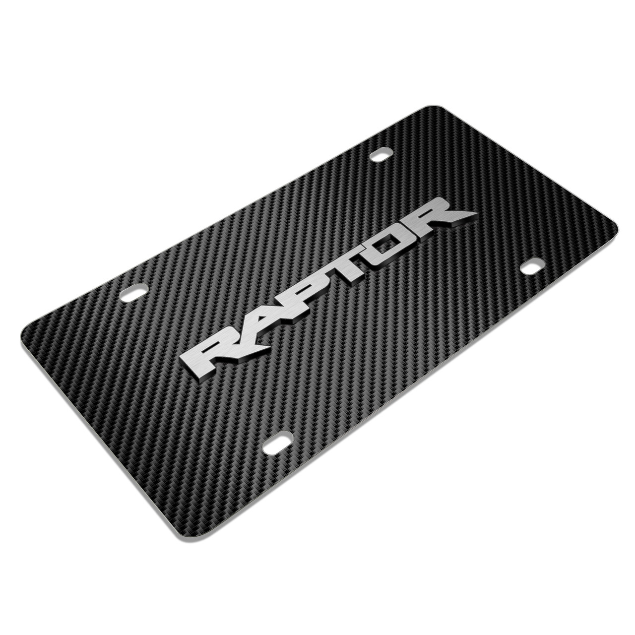 Ford F-150 Raptor 3D Logo Black Carbon Fiber Patten Steel License Plate ...