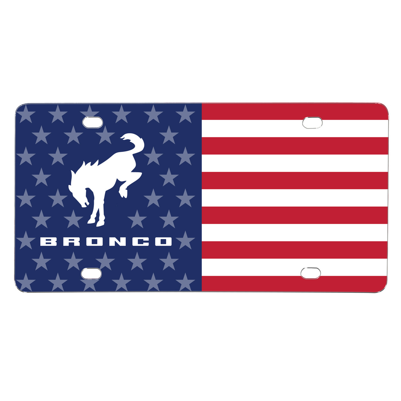 Ford Bronco Logo USA Flag Graphic Special Aluminum Metal License Plate ...