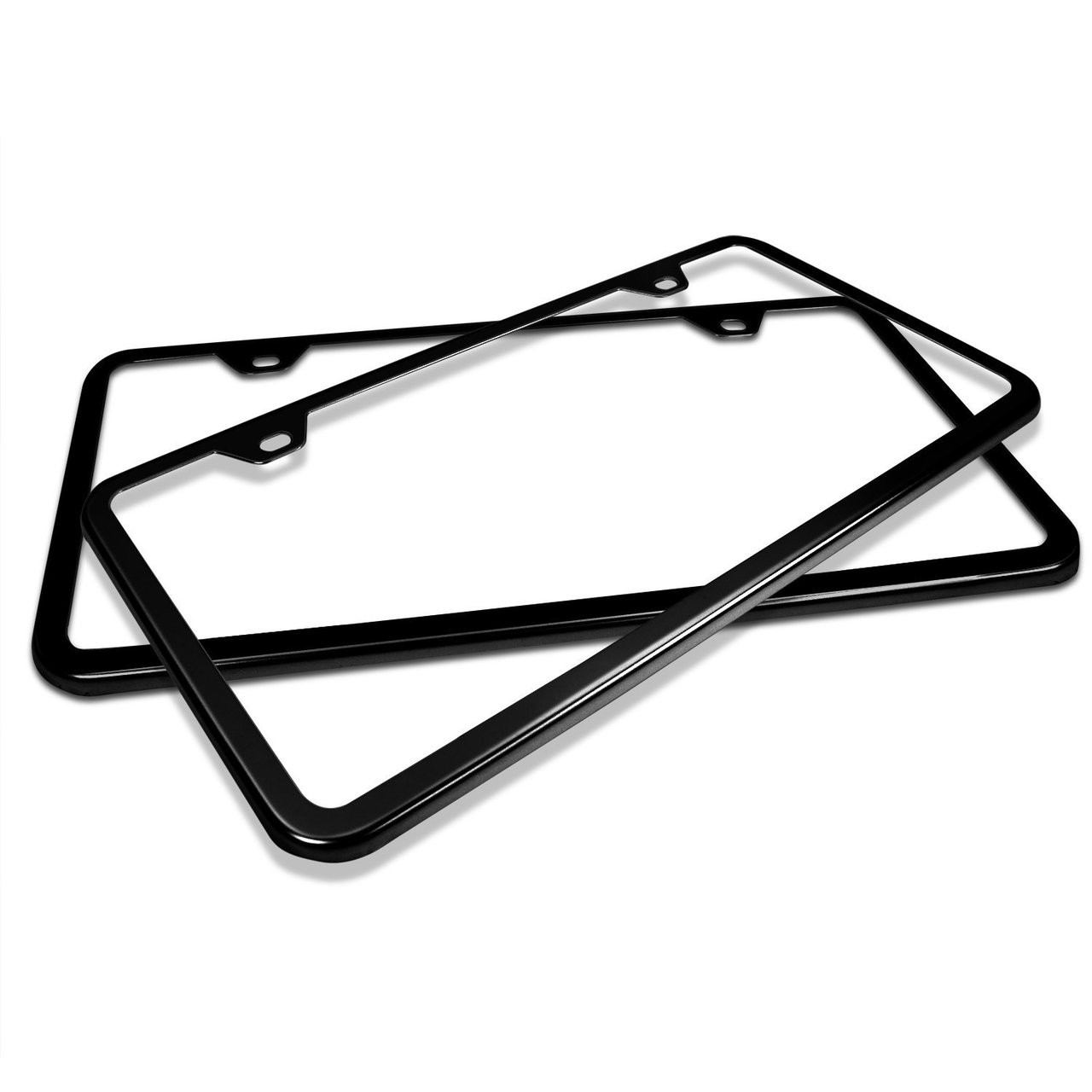2 Slim Black Stainless Steel 2 Holes License Plate Frames, Pair - Car ...