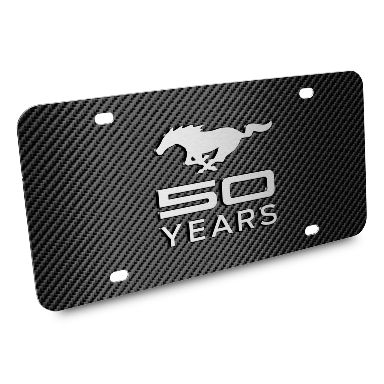 Ford Mustang 50 Years 3D Logo Black Carbon Fiber Patten Steel License ...