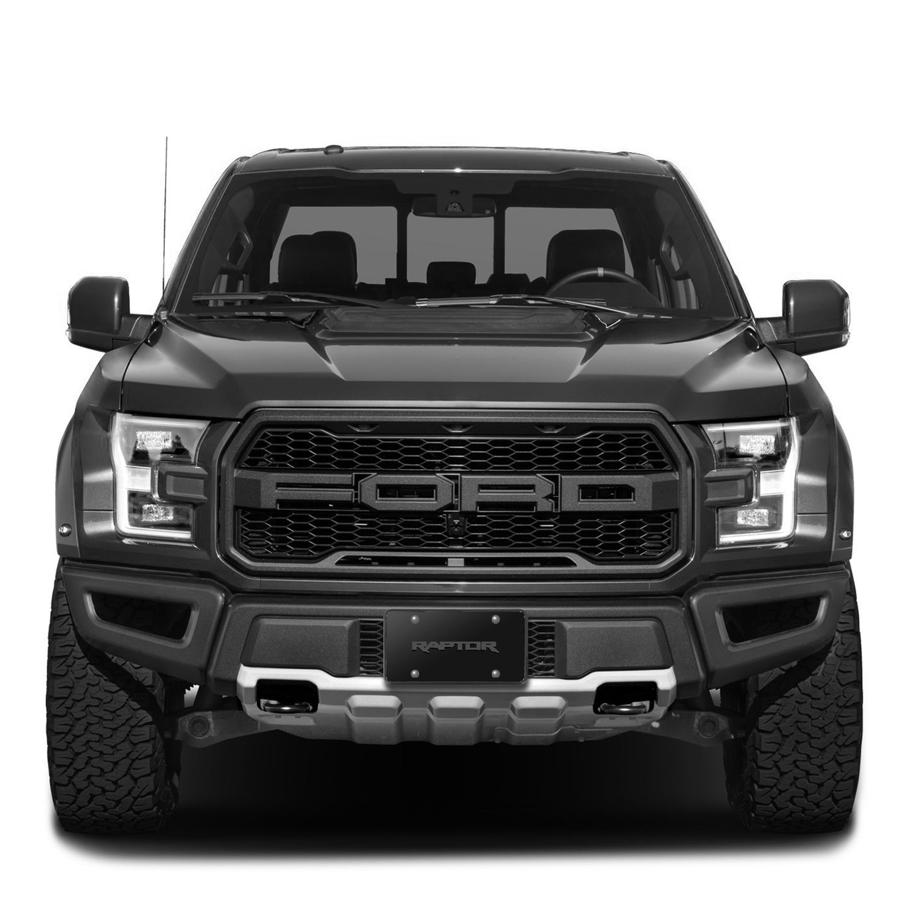 Ford F-150 Raptor 3D Dark Gray Logo on Black Stainless Steel License ...