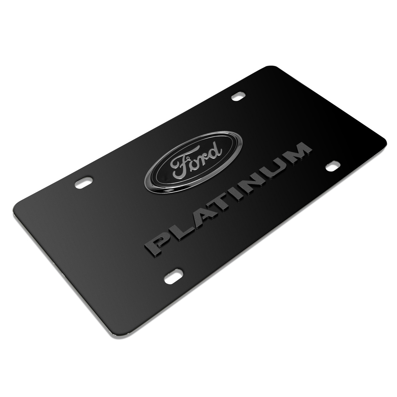 Ford Platinum 3D Dark Gray Logo on Black Stainless Steel License Plate ...