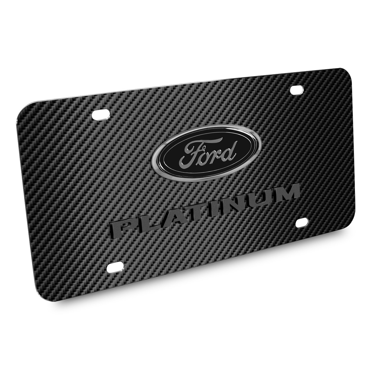 Ford Platinum 3D Dark Gray Logo on Black Carbon Fiber Pattern Stainless ...