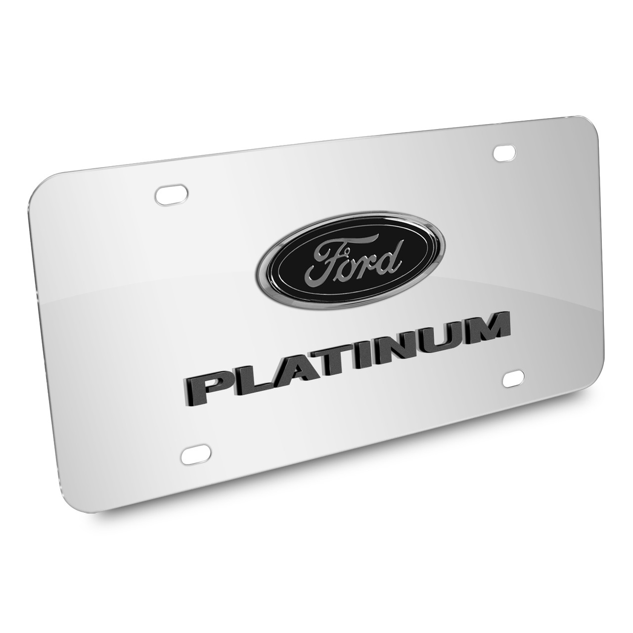 Ford Platinum 3D Dark Gray Logo on Mirror Chrome Stainless Steel ...