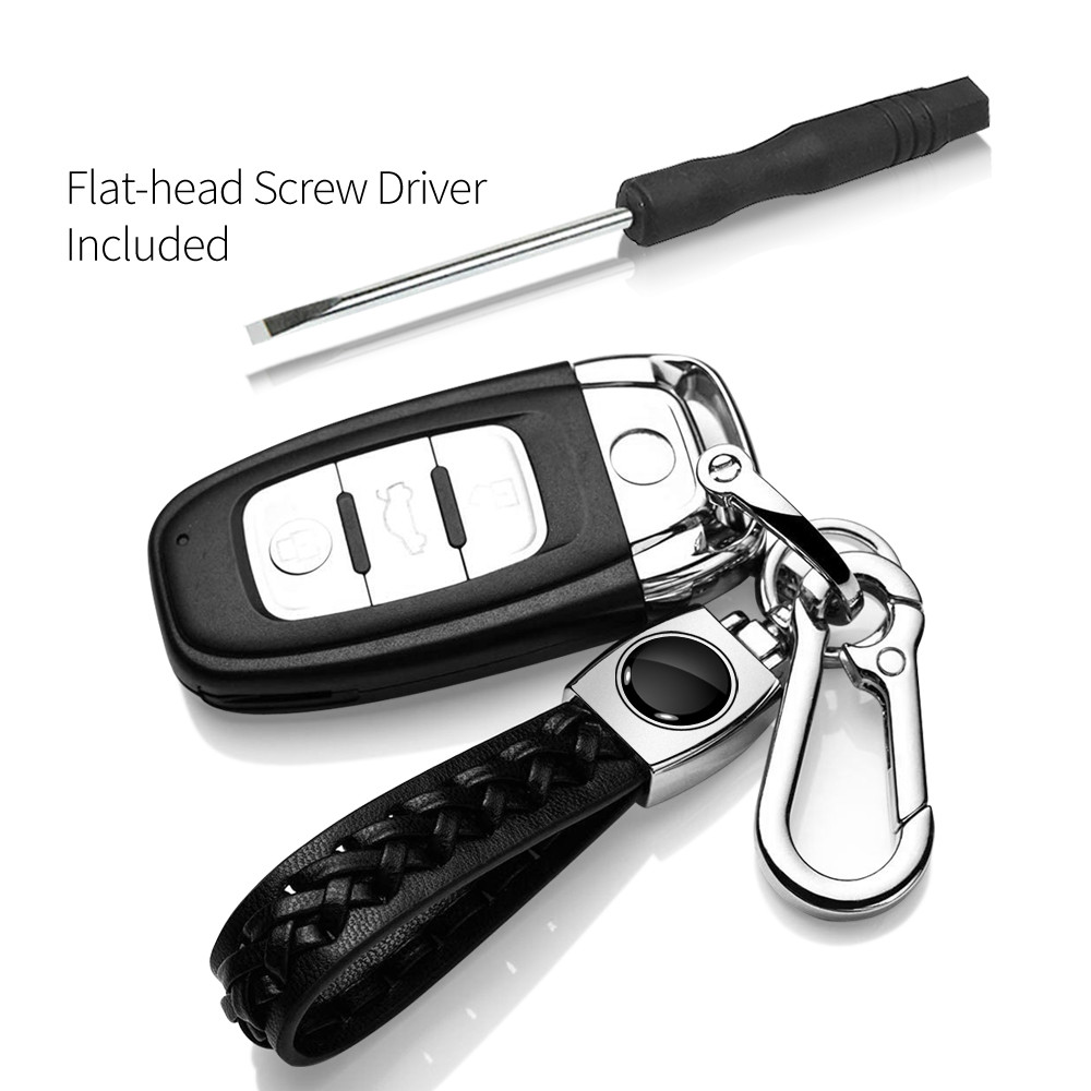 GMC Braided Rope Style Genuine Black Leather Key Chain - Car Beyond Store