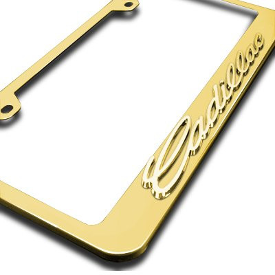 Cadillac 3d Gold Stainless Steel License Plate Frame - Car Beyond Store