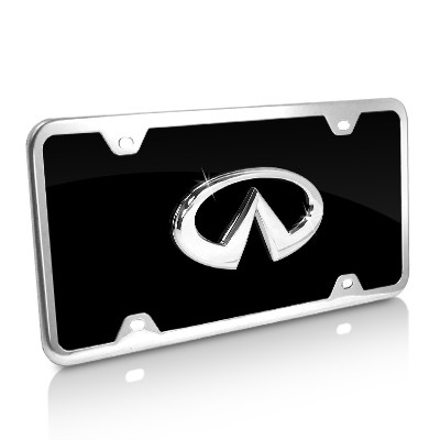 Infiniti 3D Logo Black Acrylic License Plate with Chrome Frame Kit ...