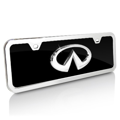 Infiniti 3D Logo Half-size Black Acrylic License Plate with Chrome ...