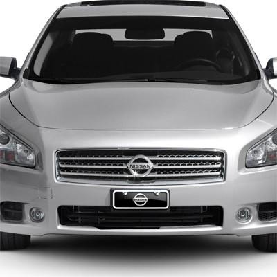 Nissan 3D Logo Half-size Black Acrylic License Plate with Chrome Frame ...